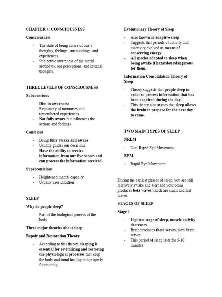 Understanding Consciousness and Sleep | PDF | Sleep | Psychoactive Drugs