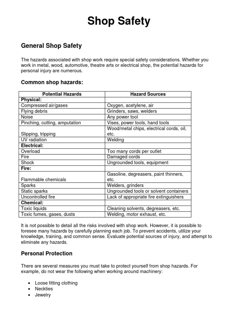 Shop Safety | PDF | Welding | Construction