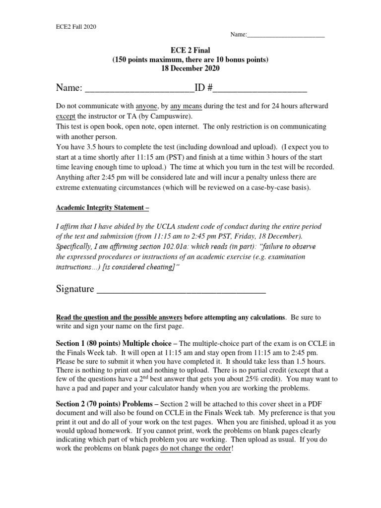 Final Exam 2020 | PDF | Diode | Electrical Resistance And Conductance Final Exam 2020 | PDF | Diode | Electrical Resistance And Conductance