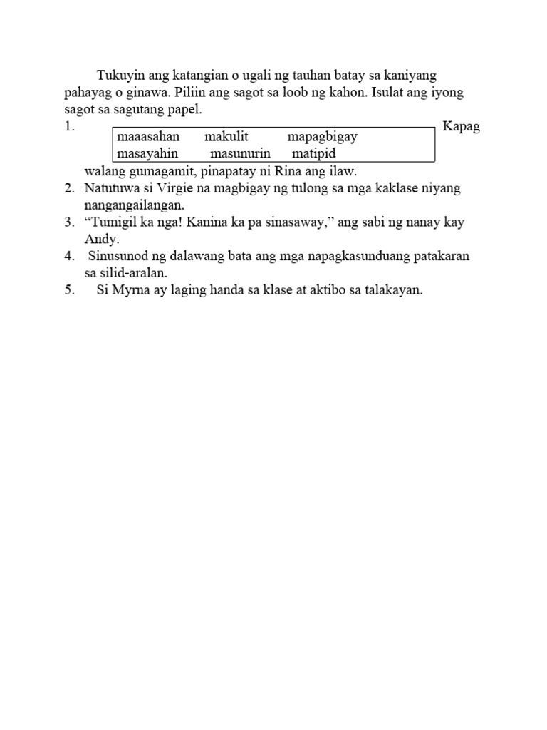 Filipino Assignment | PDF