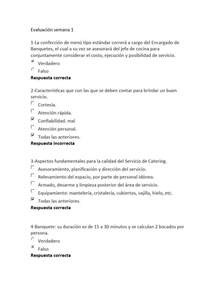 Evaluación Semana 1 | PDF | Cocina, comidas y vino | Salud y bienestar