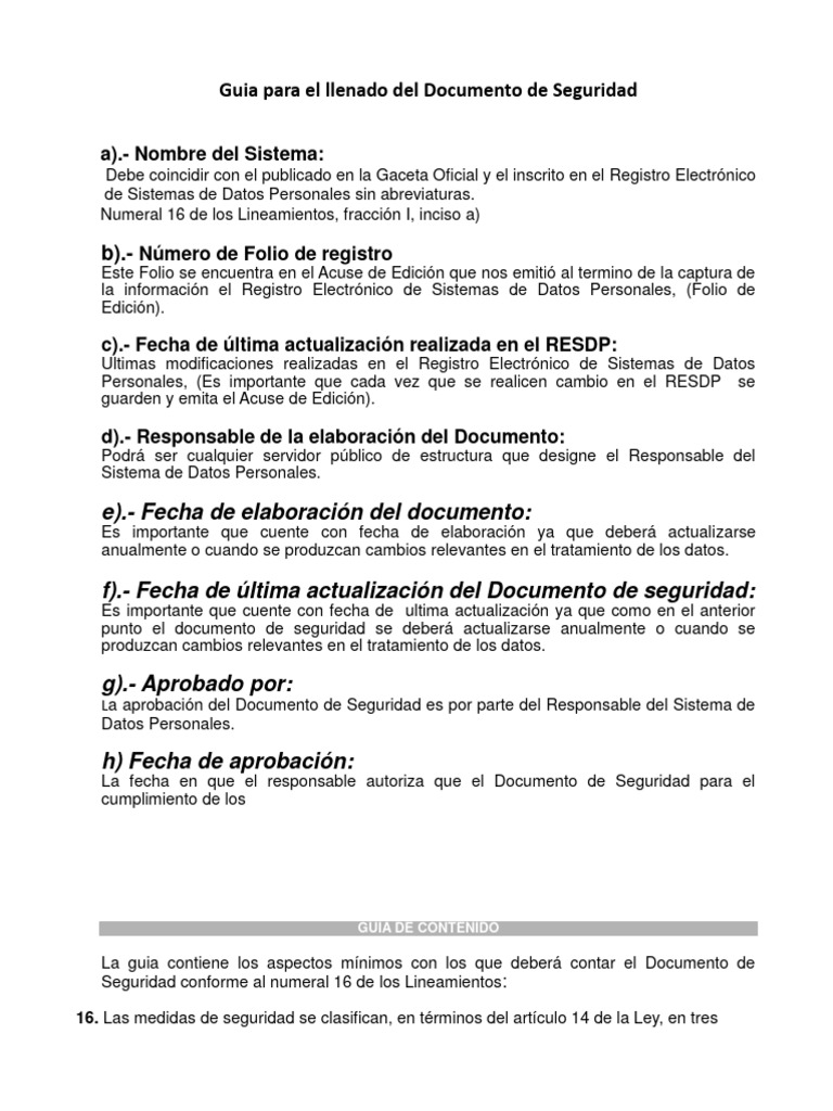 Guia para El Llenado Del Documento de Seguridad | PDF | Informática ...