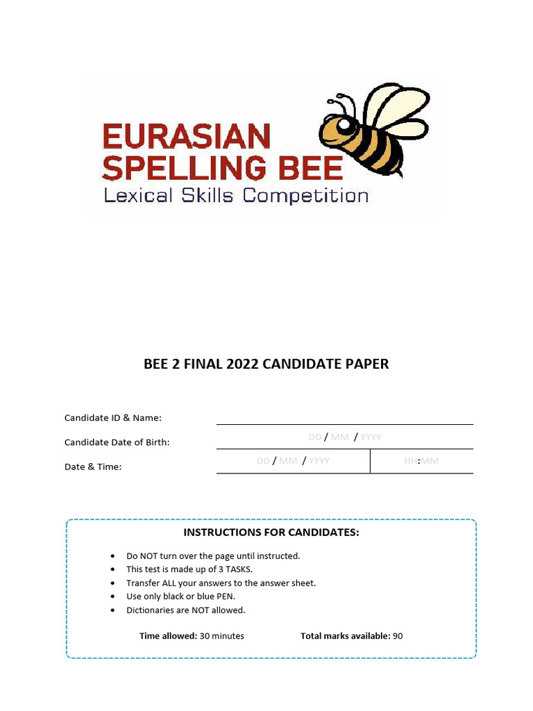 BEE 2 Final 2022 Candidate Paper | PDF | Dinosaurs | Cognition