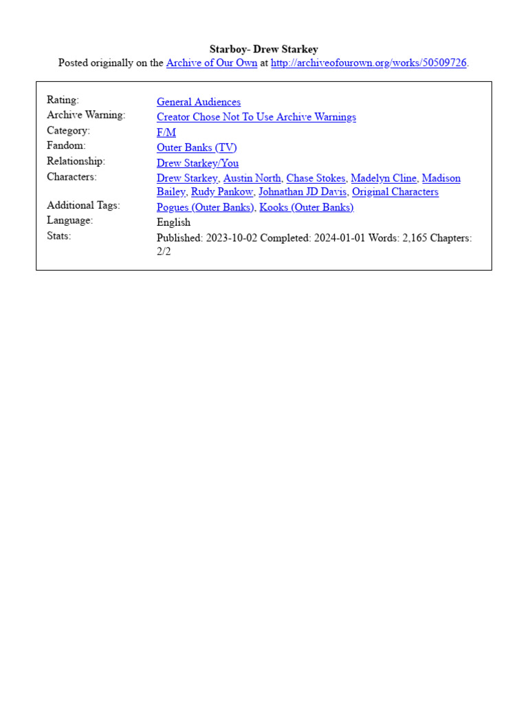 Starboy - Drew Starkey | PDF | Art | Mystery, Thriller & Crime Fiction