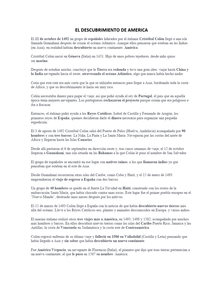 El Descubrimiento de America | PDF | Cristobal colon | Exploración