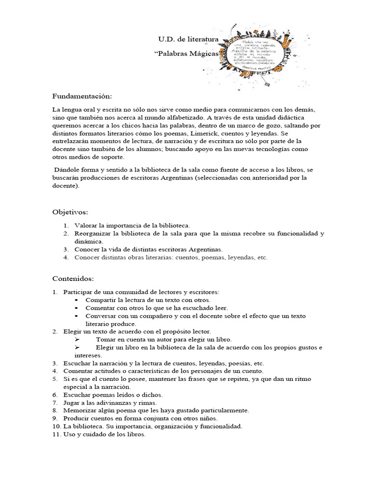 Palabras Mágicas Pdf Poesía Cuentos