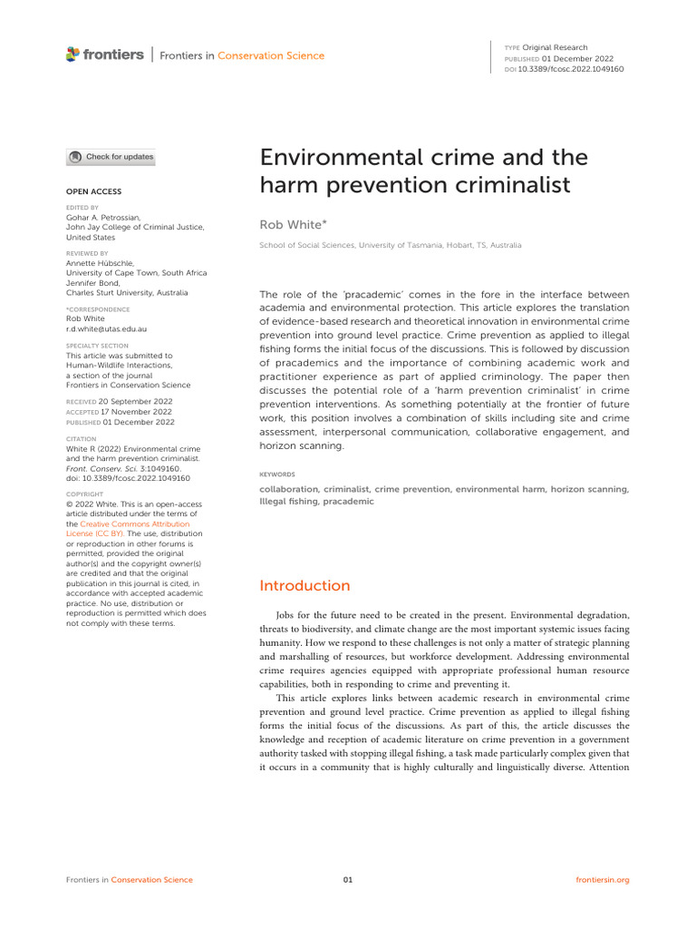Environmental Crime and The Harm Prevention Criminalist | PDF | Crime ...