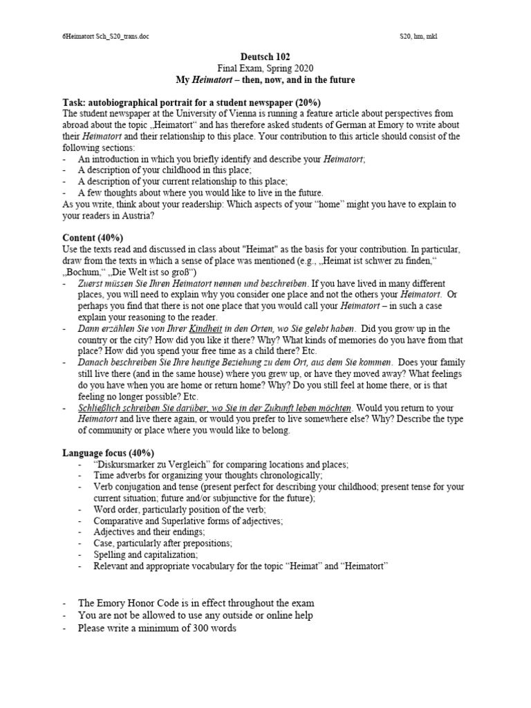 Nathan Ray German 102 Final | PDF | Grammatical Tense | Adjective