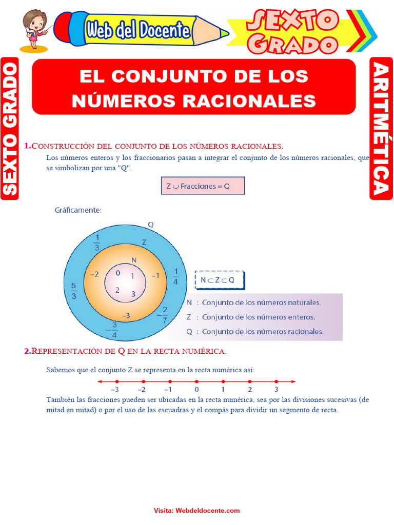 El Conjunto de Los Números Racionales para Sexto Grado de Primaria ...