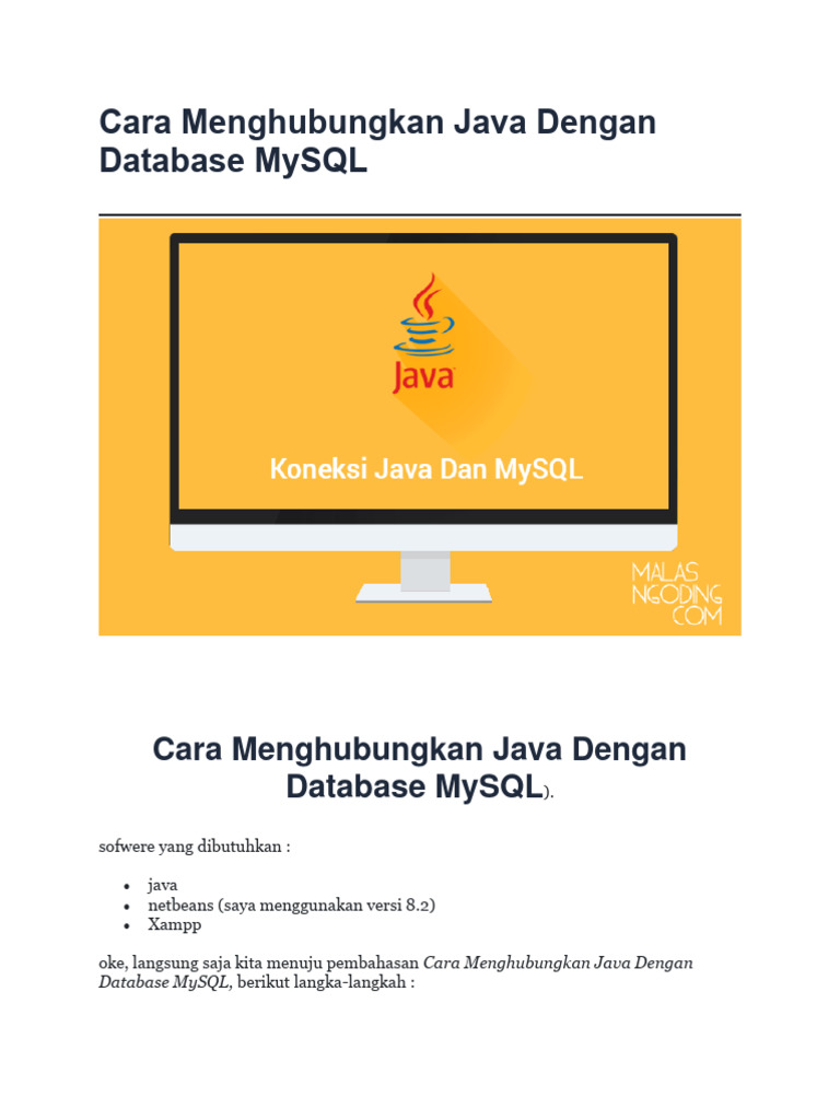Koneksi Java dan MySQL Langkah Demi Langkah | PDF | Metode & Bahan Ajar | Komputer