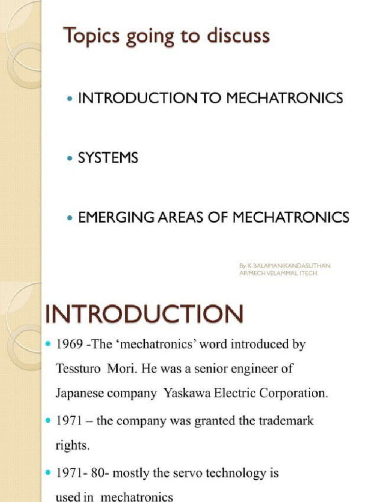 Mechatronics Introductionsystems and Emerging Areas | PDF