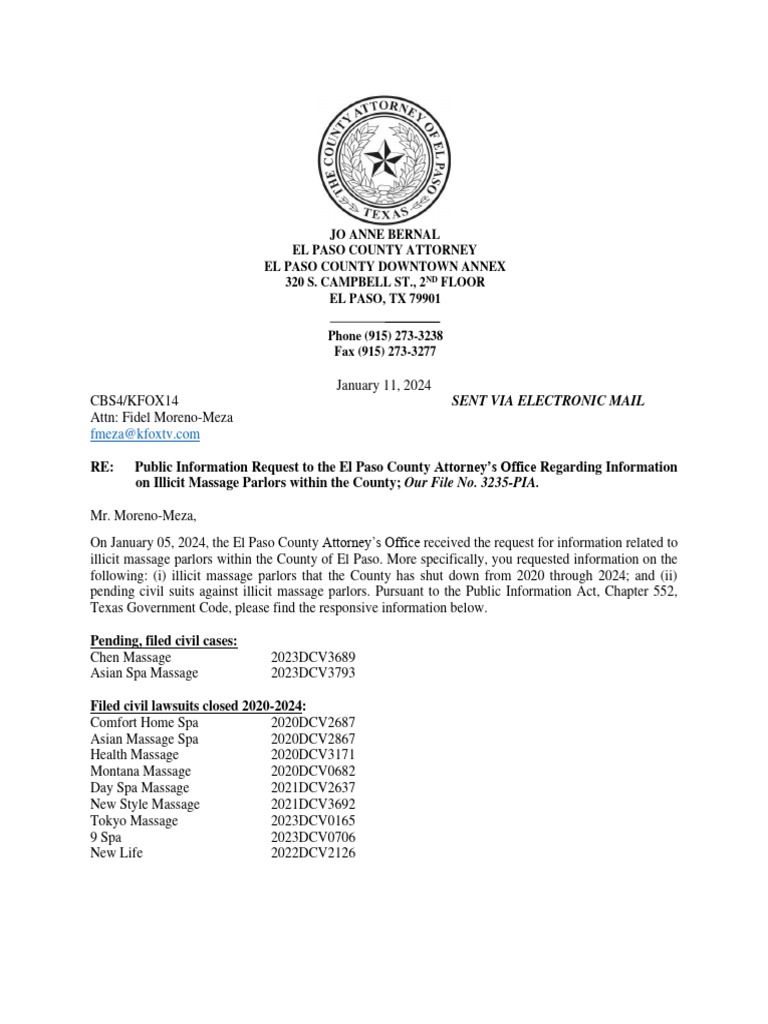 El Paso County Letter | PDF