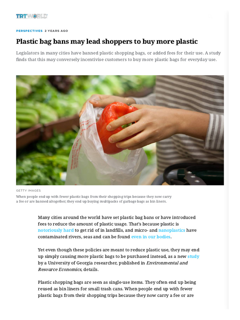 Plastic Bag Bans May Lead Shoppers To Buy More Plastic | Download Free ...