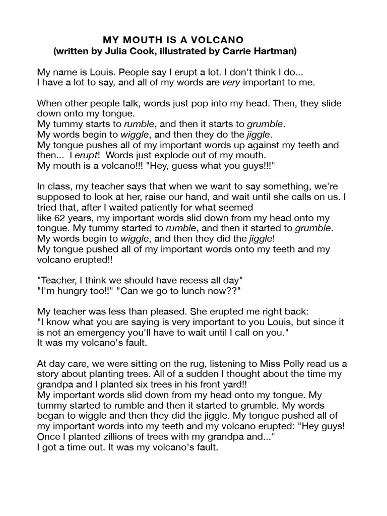 My Mouth Is A Volcano | PDF
