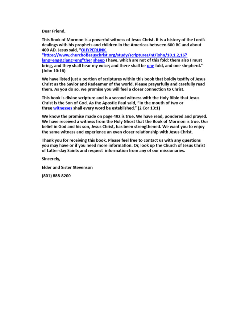 BoM Letter Insert | PDF