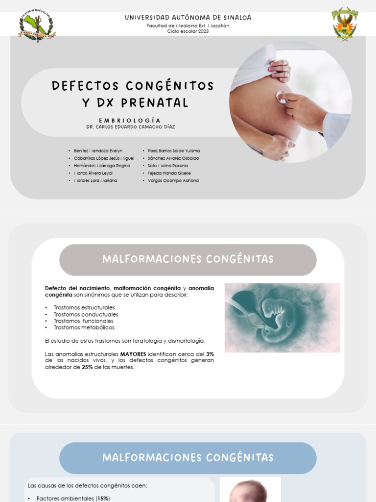 Defectos Congénitos y Diagnóstico Prenatal | PDF | El embarazo | Feto