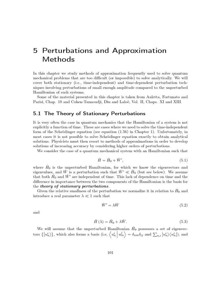 Ch5-Perturbations Methods | PDF | Perturbation Theory (Quantum Mechanics) | Perturbation Theory