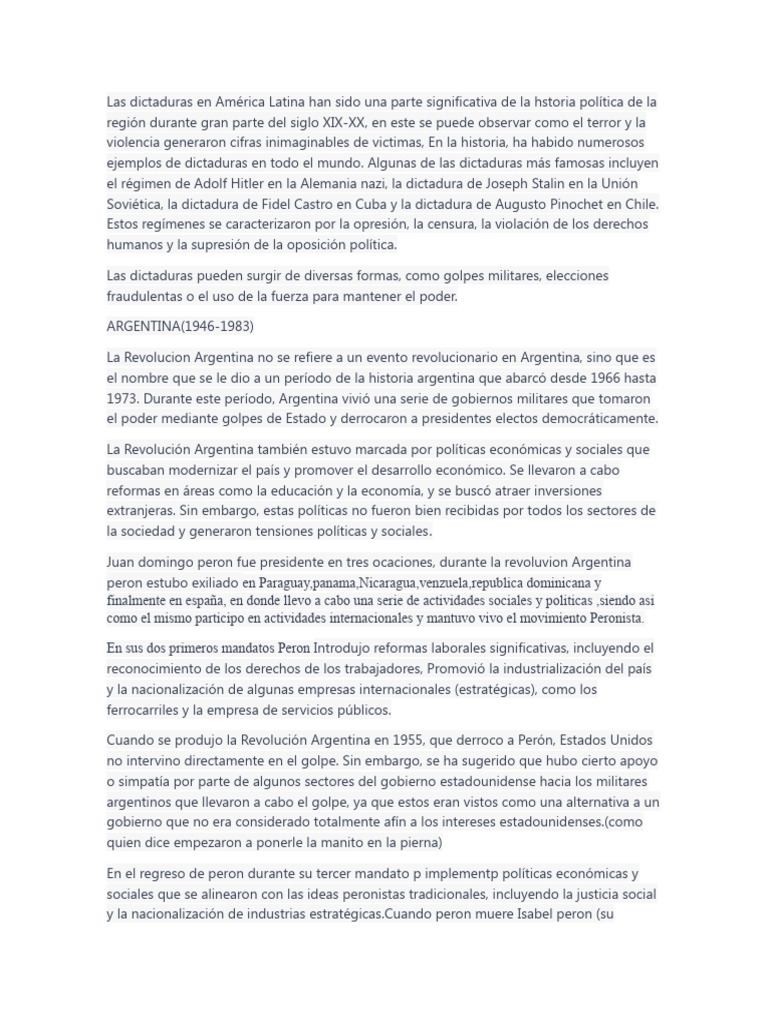 Las Dictaduras en América Latina Han Sido Una Parte Significativa de La ...
