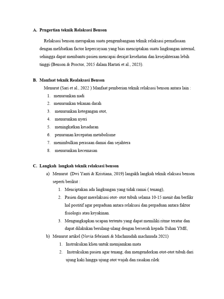 teknik Relaksasi Benson | PDF