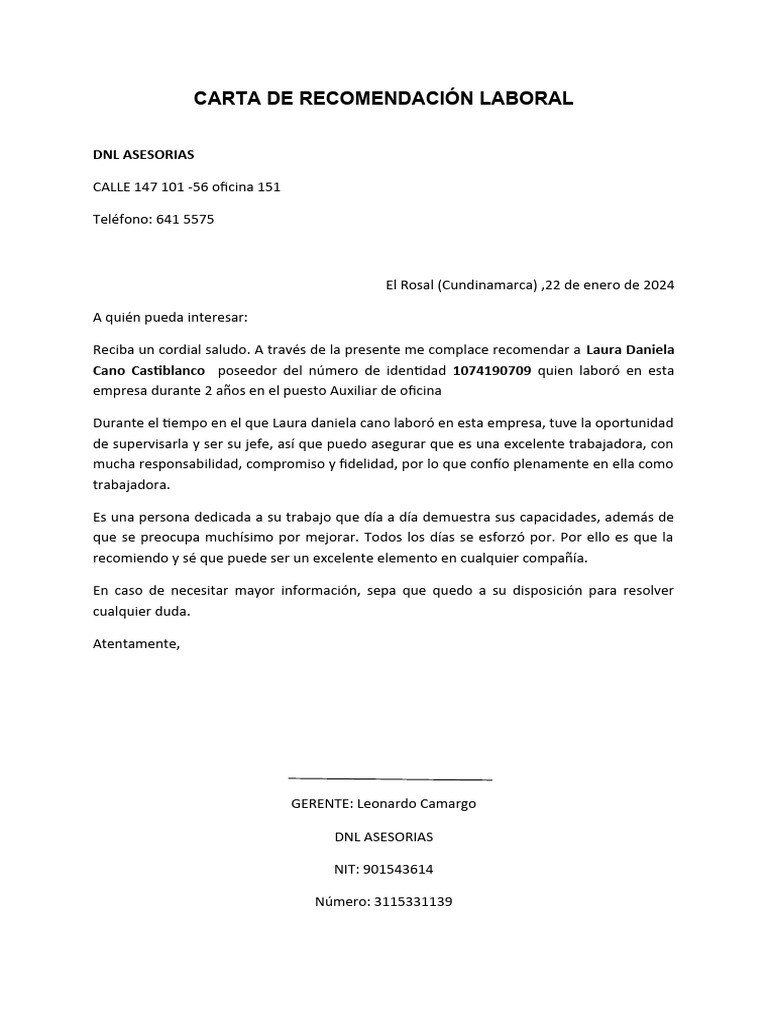Carta de Recomendacion Laboral Membretada | PDF Carta de Recomendacion Laboral Membretada | PDF