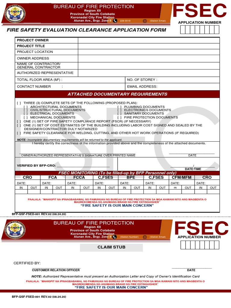 Fire Safety Evaluation Clearance Form | PDF