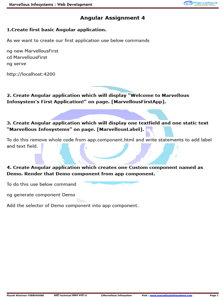 Marvellous Infosystems Angular Assignment 4 Pdf
