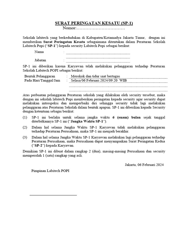 Surat Peringatan Security | PDF