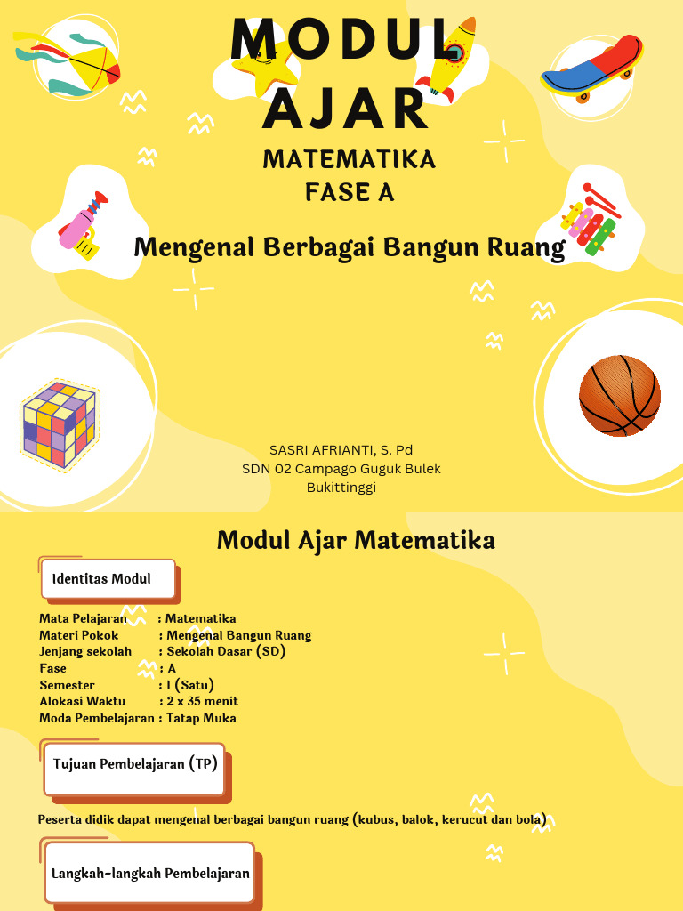 Modul Ajar Matematika - Mengenal Bangun Ruang - Fase A | PDF
