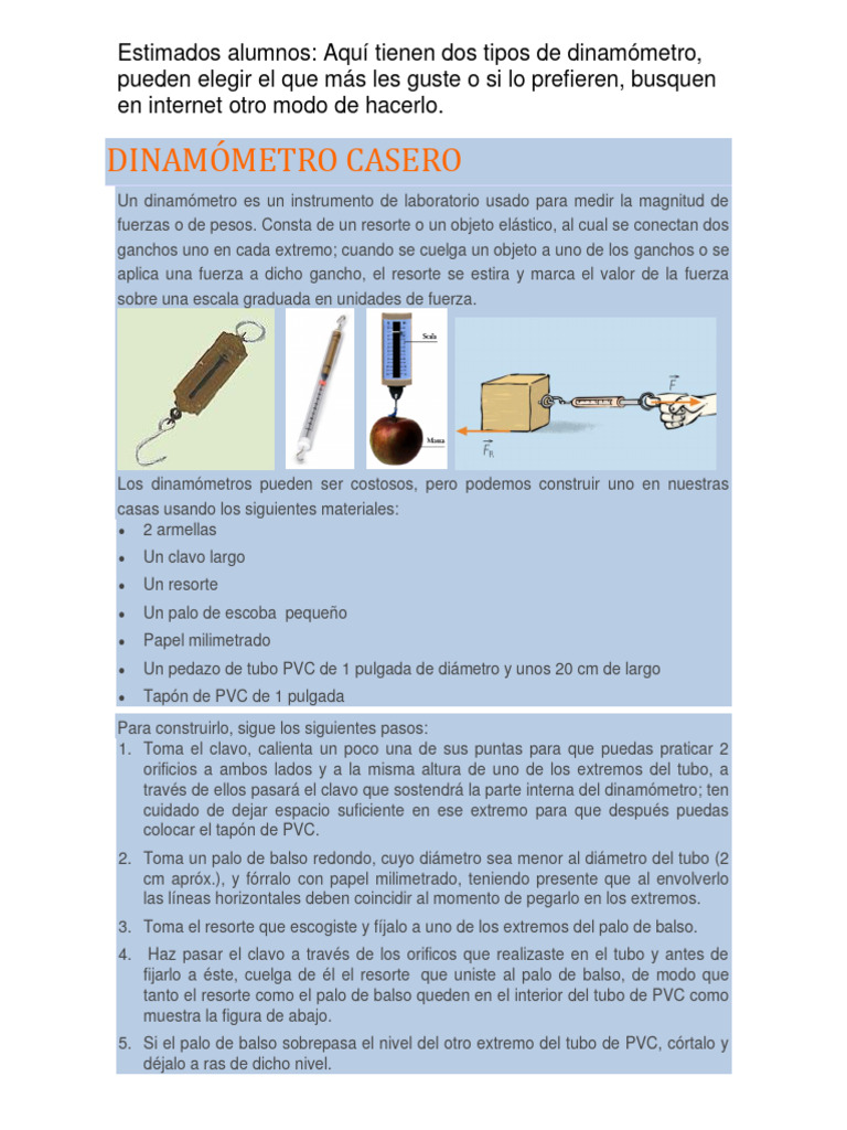 Dinamómetros Caseros para Niños | PDF | Hogar, jardinería y bricolaje