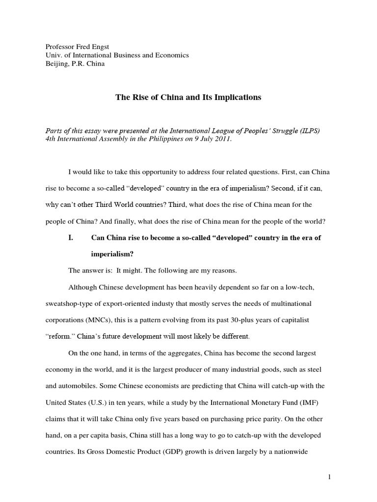 The Rise of China and Its Implications | PDF | Capitalism | Imperialism