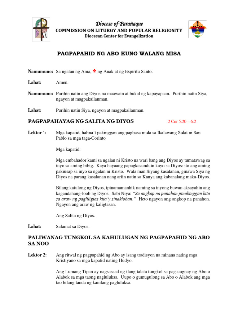 Cir 2024-007 - Pagpapahid NG Abo Kung Walang Misa | PDF