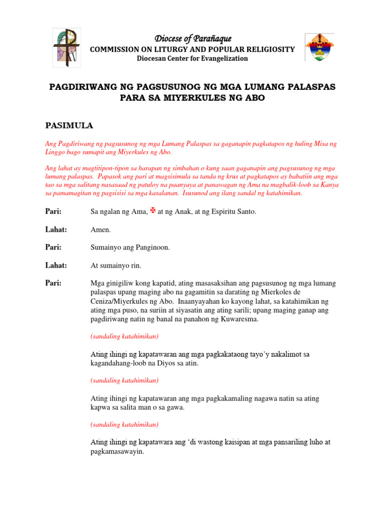 Cir 2024-007 - Pagdiriwang NG Pagsusunog NG Mga Lumang Palaspas para Sa ...