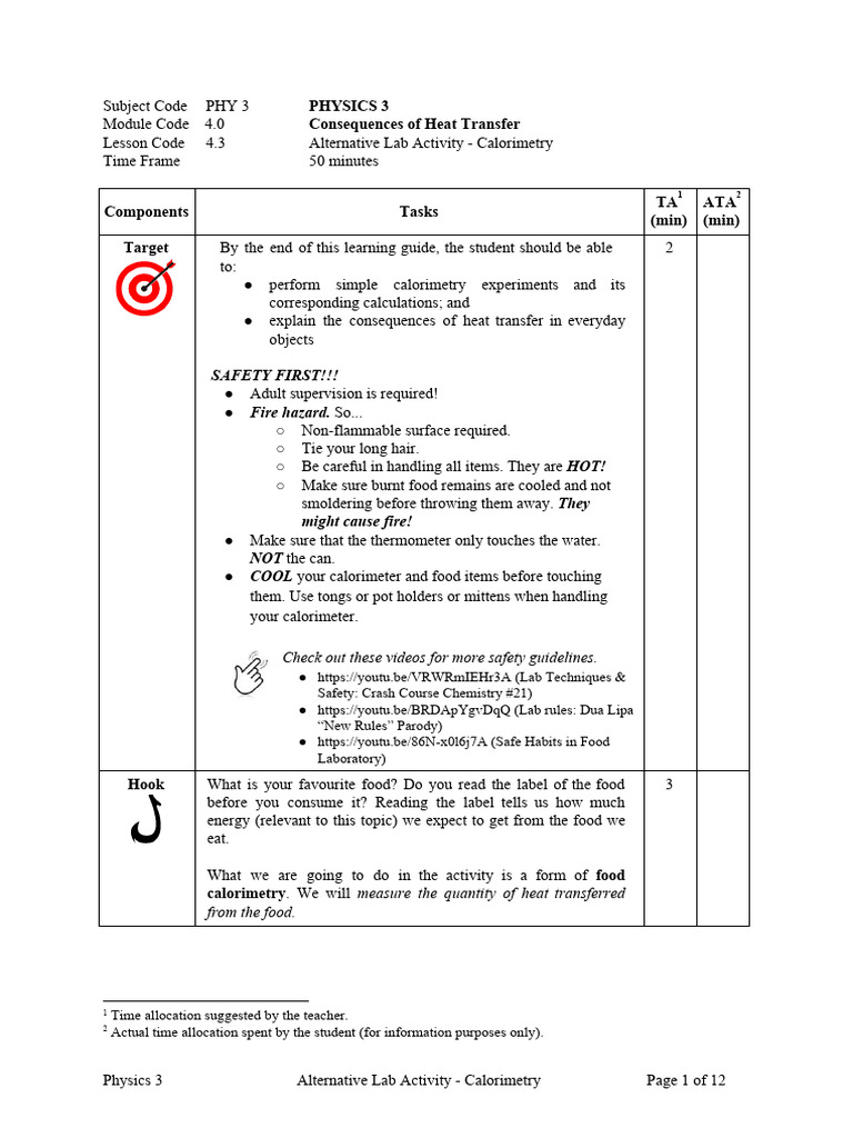 Homemade Calorimeter Guide | PDF | Heat | Calorie