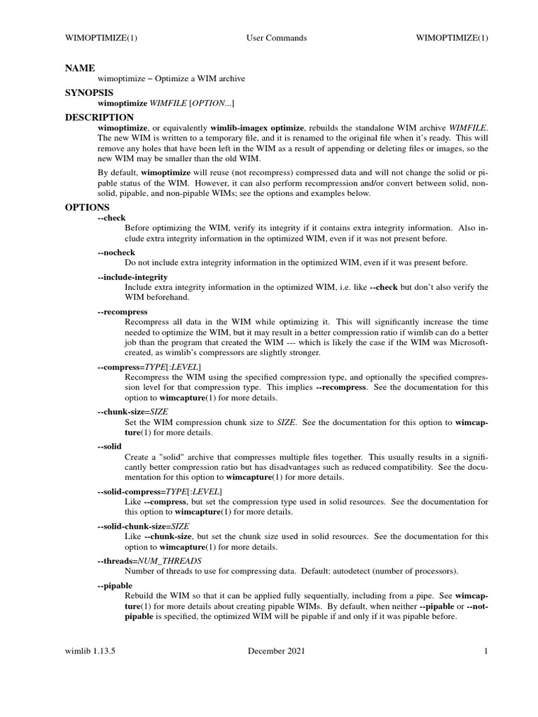 WIM Archive Optimization Guide | PDF