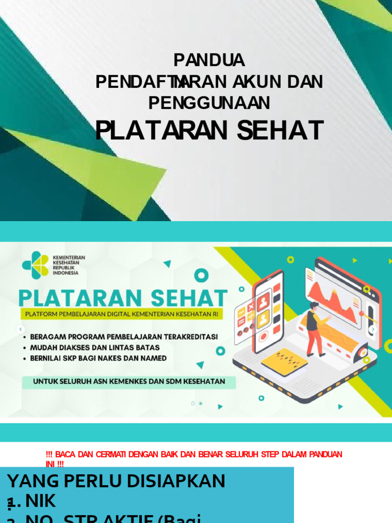 Panduan Pendaftaran Plataran Sehat | PDF
