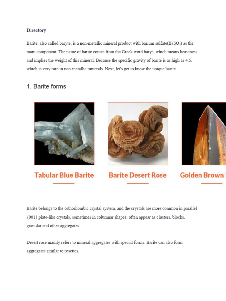 Barite Processing | PDF | Minerals | Sedimentary Rock