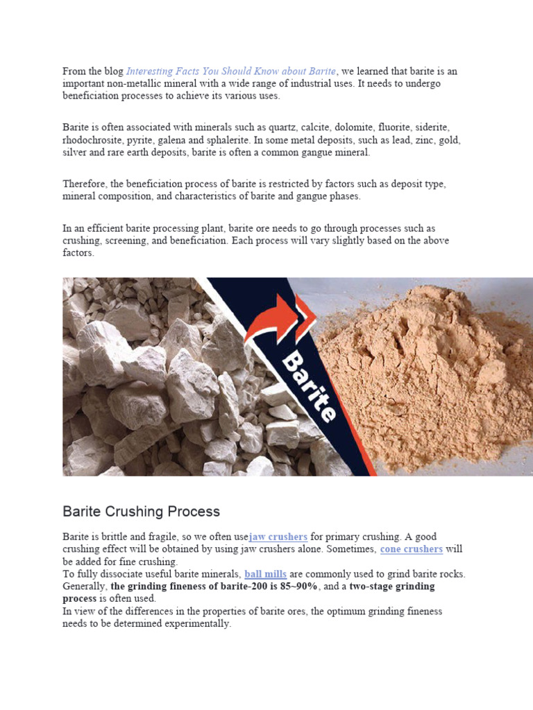 Barite Process | PDF | Minerals | Ore