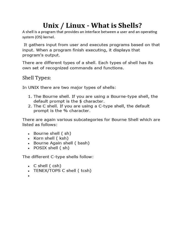Unixshell | PDF | Directory (Computing) | Computer File