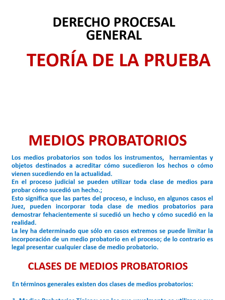 Diapositivas Teoria de La Prueba | PDF | Evidencia (ley) | Ley procesal