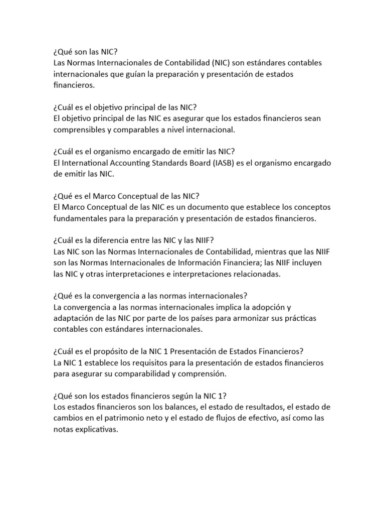 Qué Son Las NIC | PDF | normas internacionales de INFORMACION ...