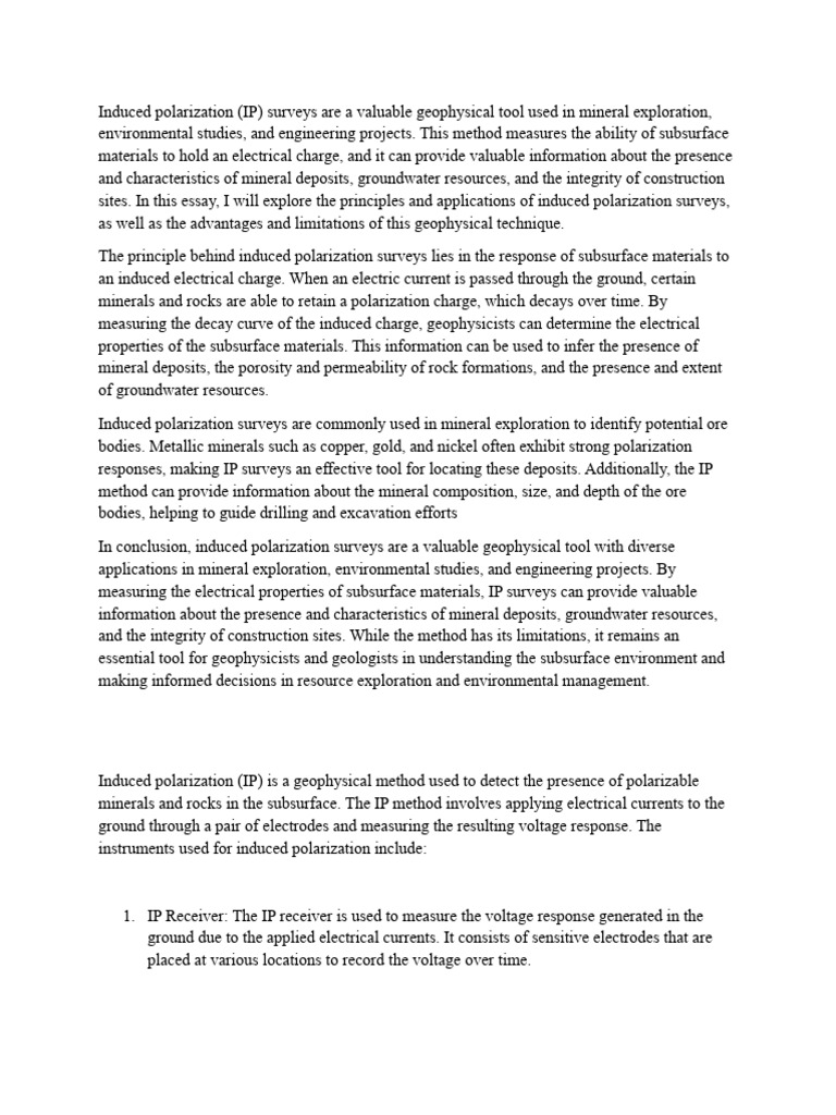 Induced Polarization Survey | PDF | Geophysics | Data