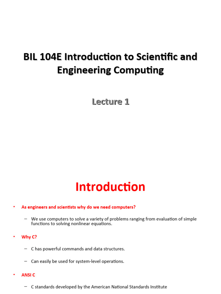 BIL104 Lecture1 | PDF | Programming | Computer Program