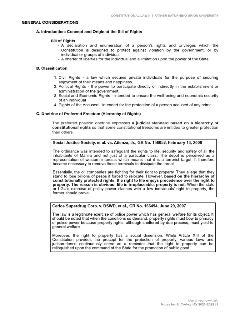 Constitutional Law II Notes Prelim | PDF | Eminent Domain | Police ...