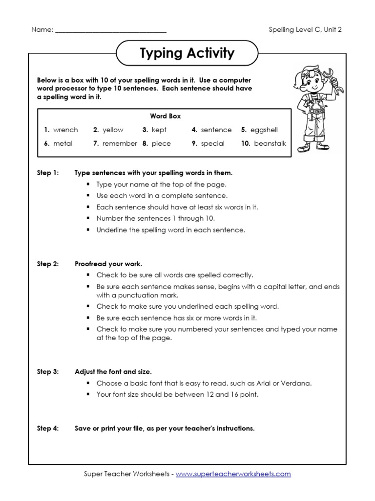 Listc2 Spelling Typing Sentences - T3A9C | PDF | Printing | Graphic Design