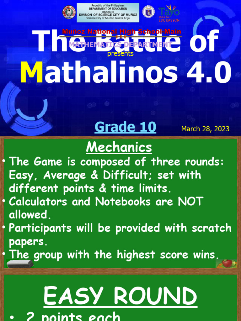 Battle of Mathalino's Grade 10 2023 - STE | Download Free PDF | Zero Of ...