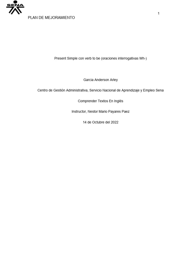 Present Simple Con Verb To Be Oraciones Interrogativas Wh Pdf