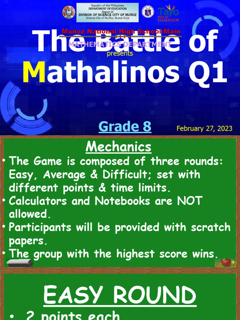 Battle of Mathalino's Grade 8 2023 | PDF | Mathematics | Mathematical ...