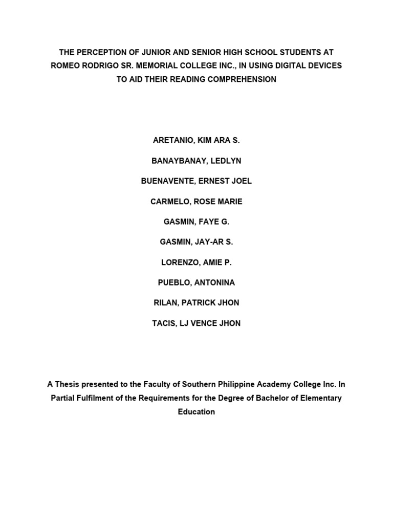 Beed-4 Thesis | PDF | Reading Comprehension | Literacy