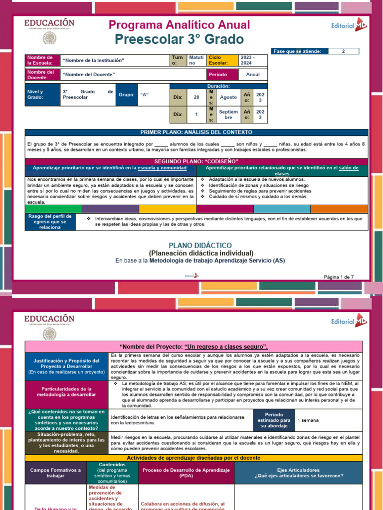 Primera Semana de Clases | PDF | Educación de la primera infancia ...