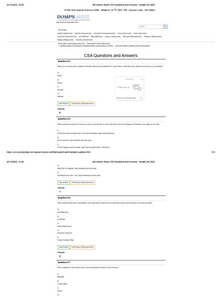 ServiceNow Exam CSA Questions and Answers - Update Oct 2023 With Key ...